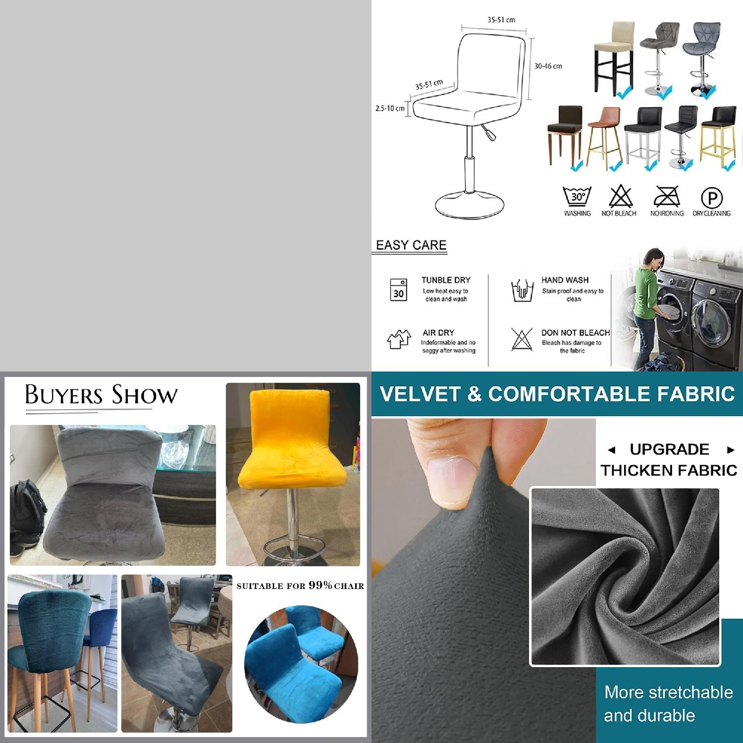 Soft and Luxurious Velvet Stool Chair Cover for Stretch Low Back Chair ...