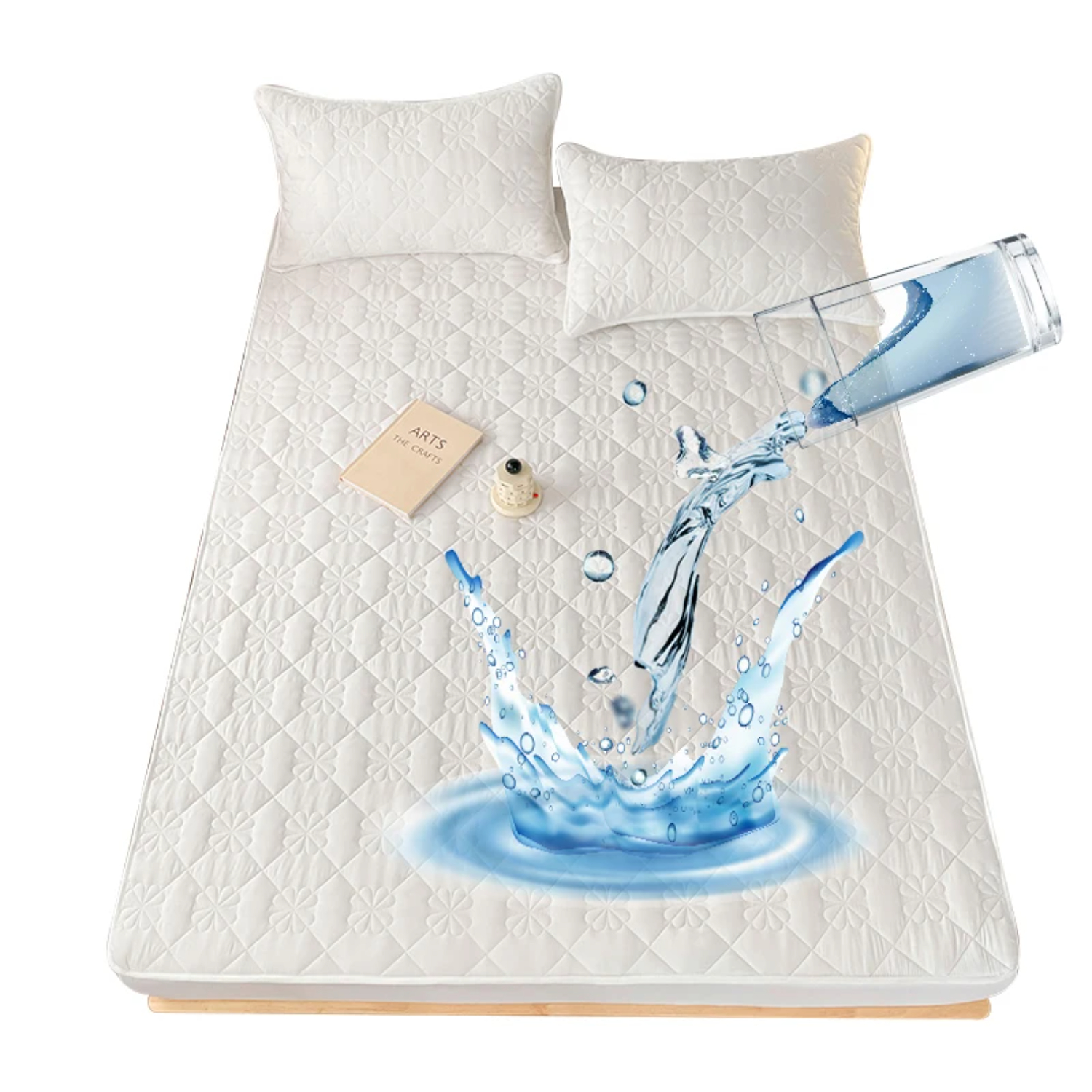 Soft and Luxurious Waterproof Mattress Protector for Queen and King Size Beds - Solid Color ...