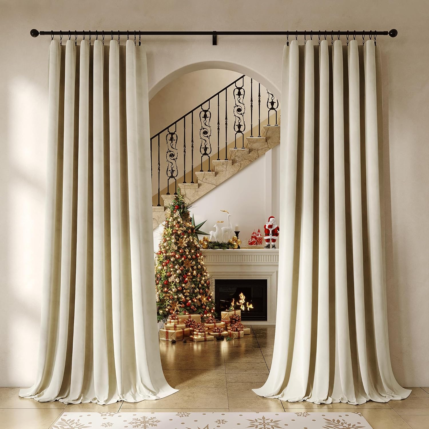 Soft Luxury Beige Velvet Curtains, 84 Inches Long, 2 Panels for Bedroom ...