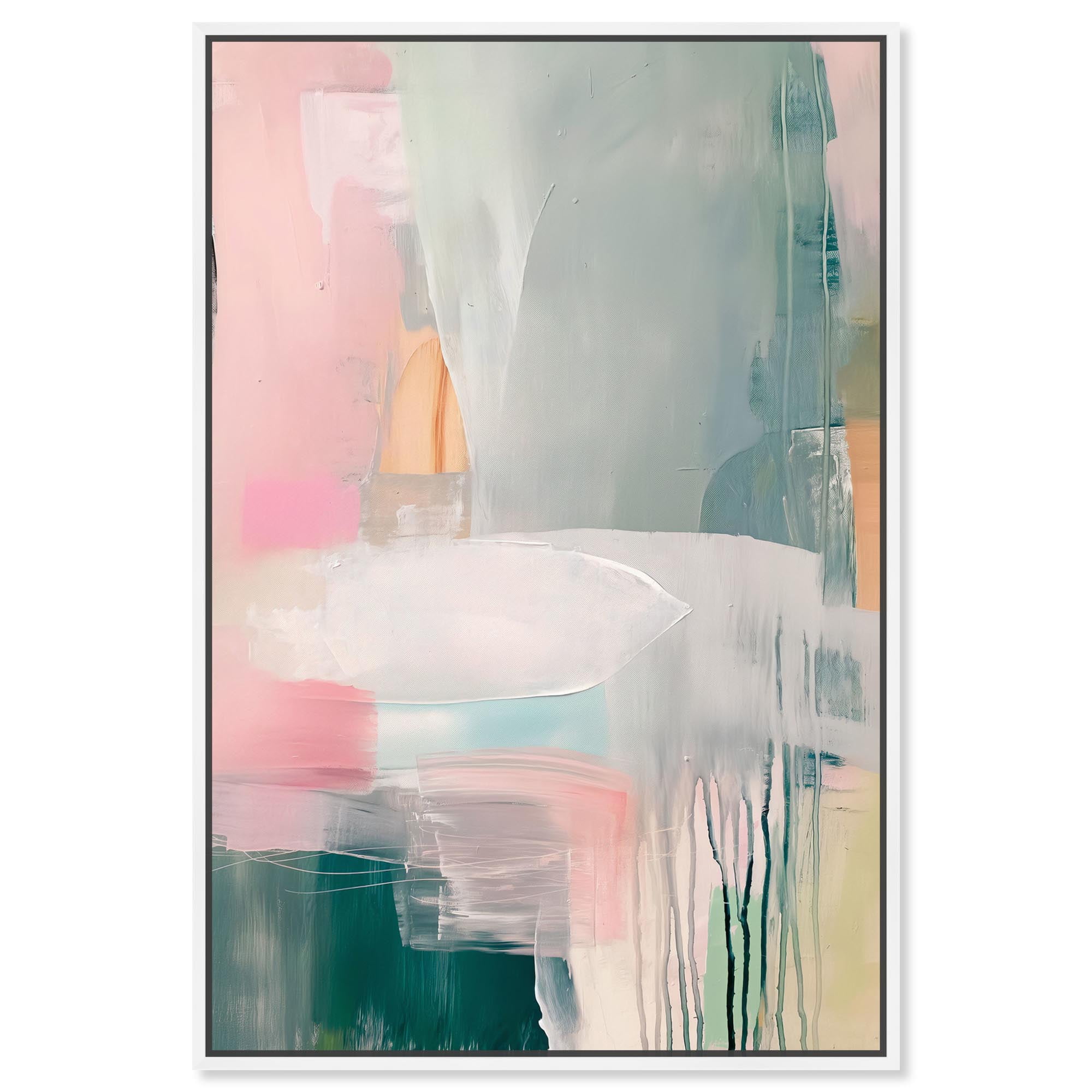 Soft Meadows I Canvas Colorful Pastel Art by Art Remedy, White Frame ...