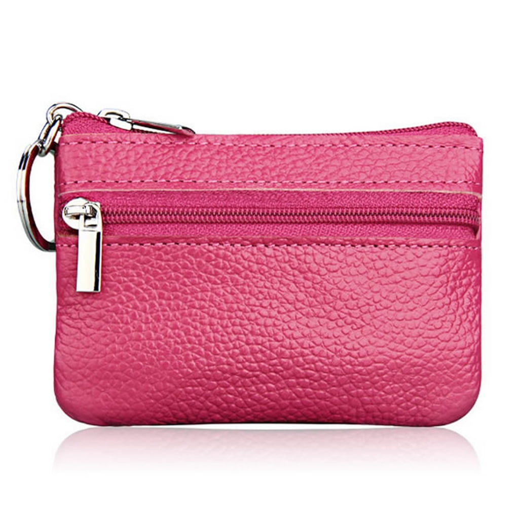 Soft Men Women Card Coin Key Holder Zip Genuine Leather Wallet Pouch ...