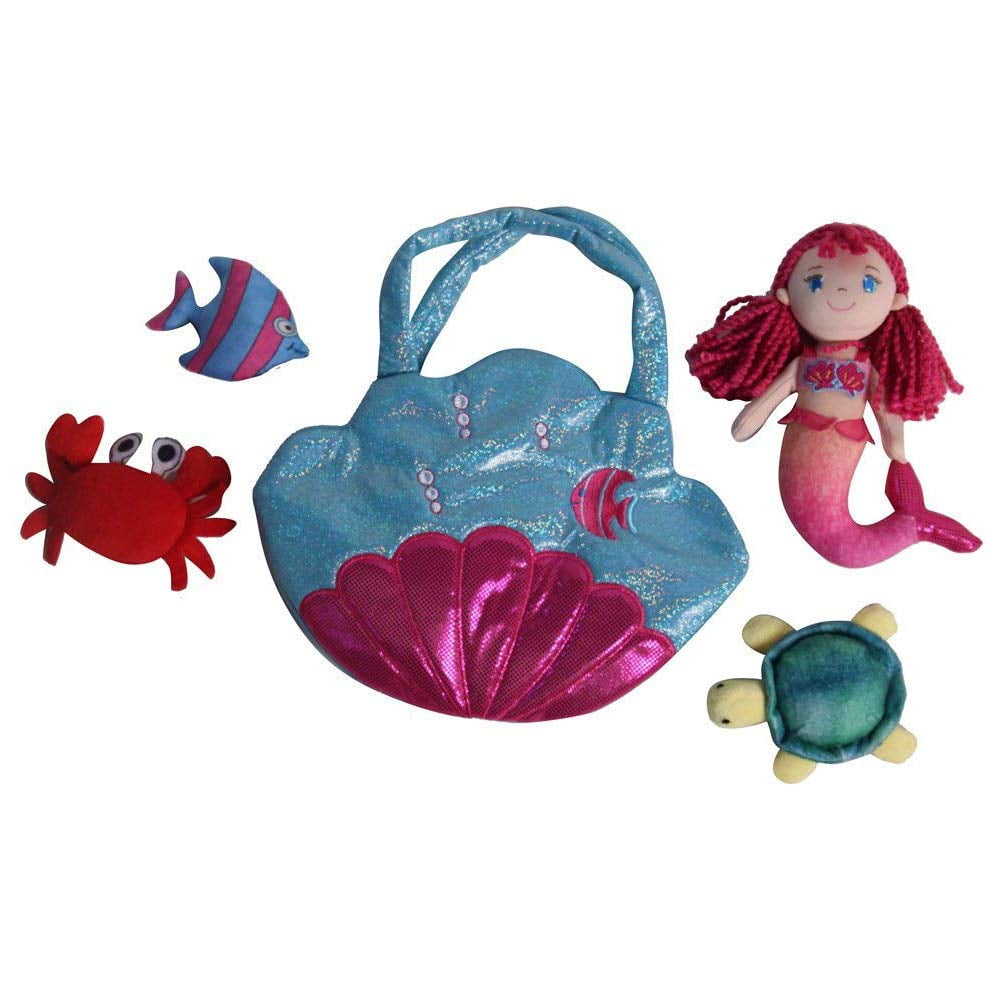 Soft Mermaid Doll, Plush Ocean Animals, Tote Bag Stuffed Animal Pack ...