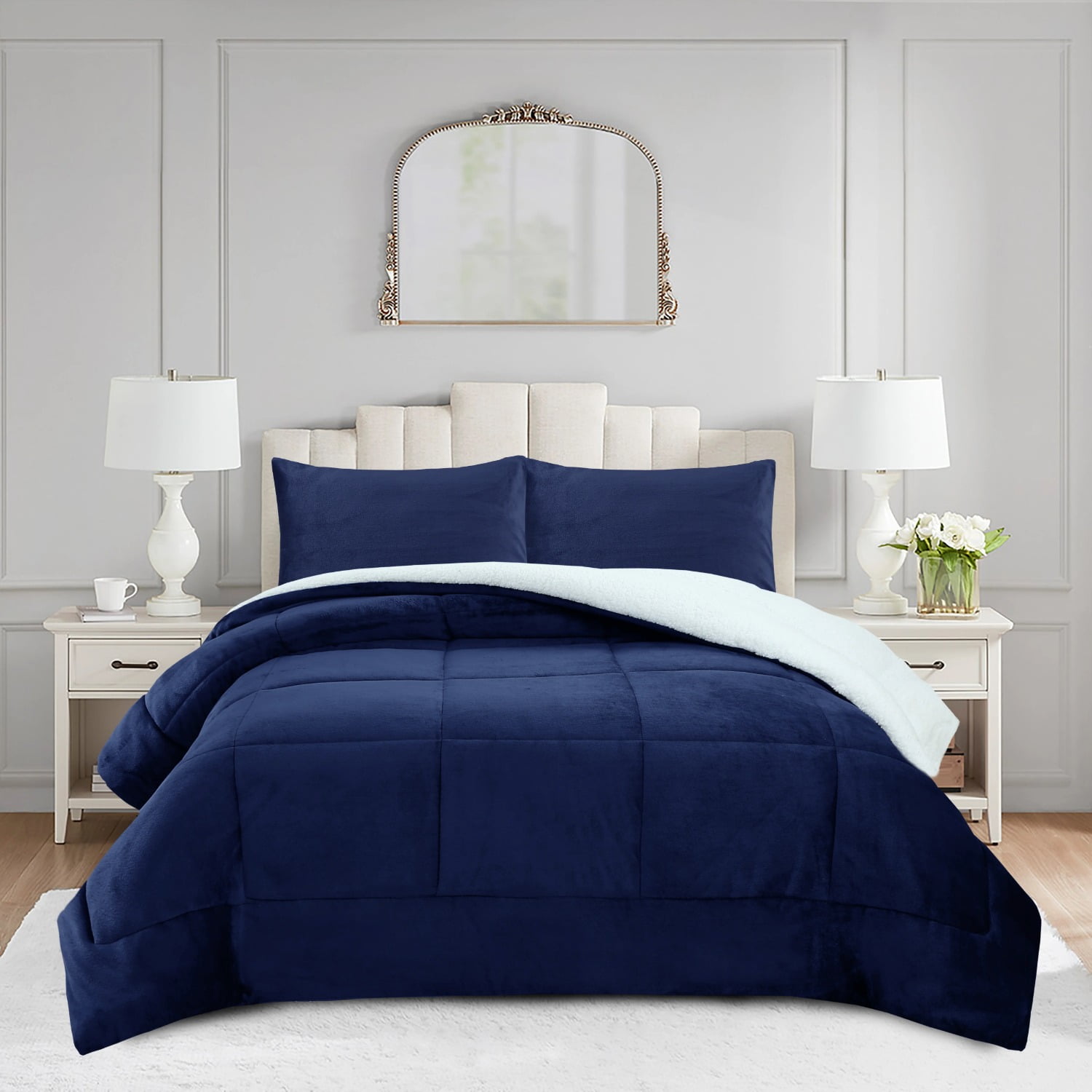 Soft Micromink Sherpa Comforter Set, 3-Piece Comforter Set – Fluffy ...