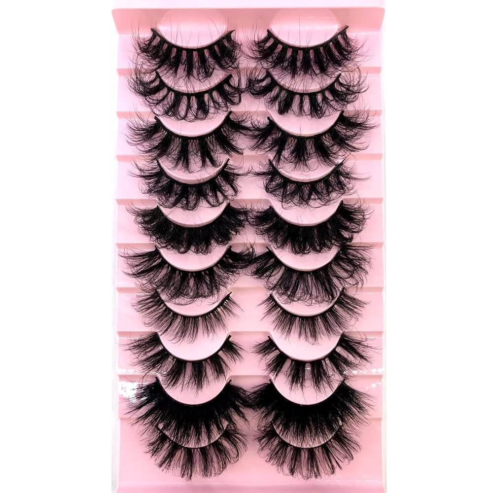 Soft Mink Eyelashes 3D Curl Winged End Eye Elongated Fake Lashes Thick ...