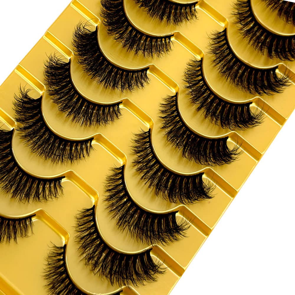 Soft Mink Eyelashes 3D Curl Winged End Eye Elongated Fake Lashes Thick Handmade Natural False ...