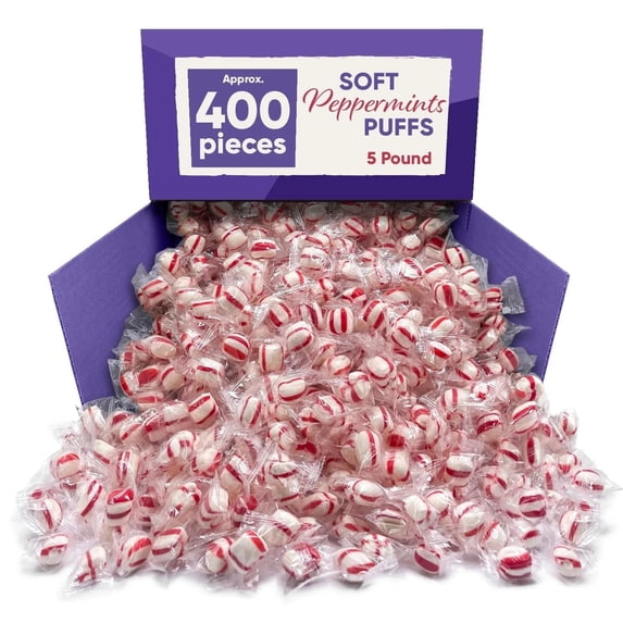Soft Mint Peppermint Flavored Puffs (Approx. 400 Pieces) Individually ...
