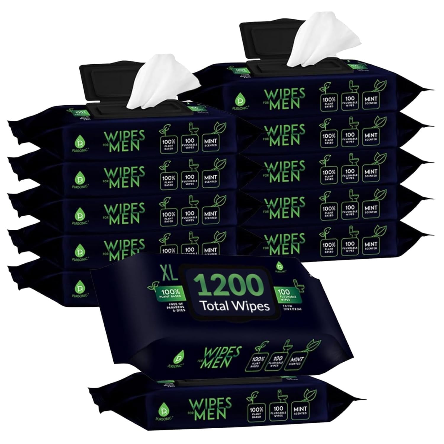 Soft Mint Scented Flushable Wipes for Men - 12 Pack (1200) Plant Based ...