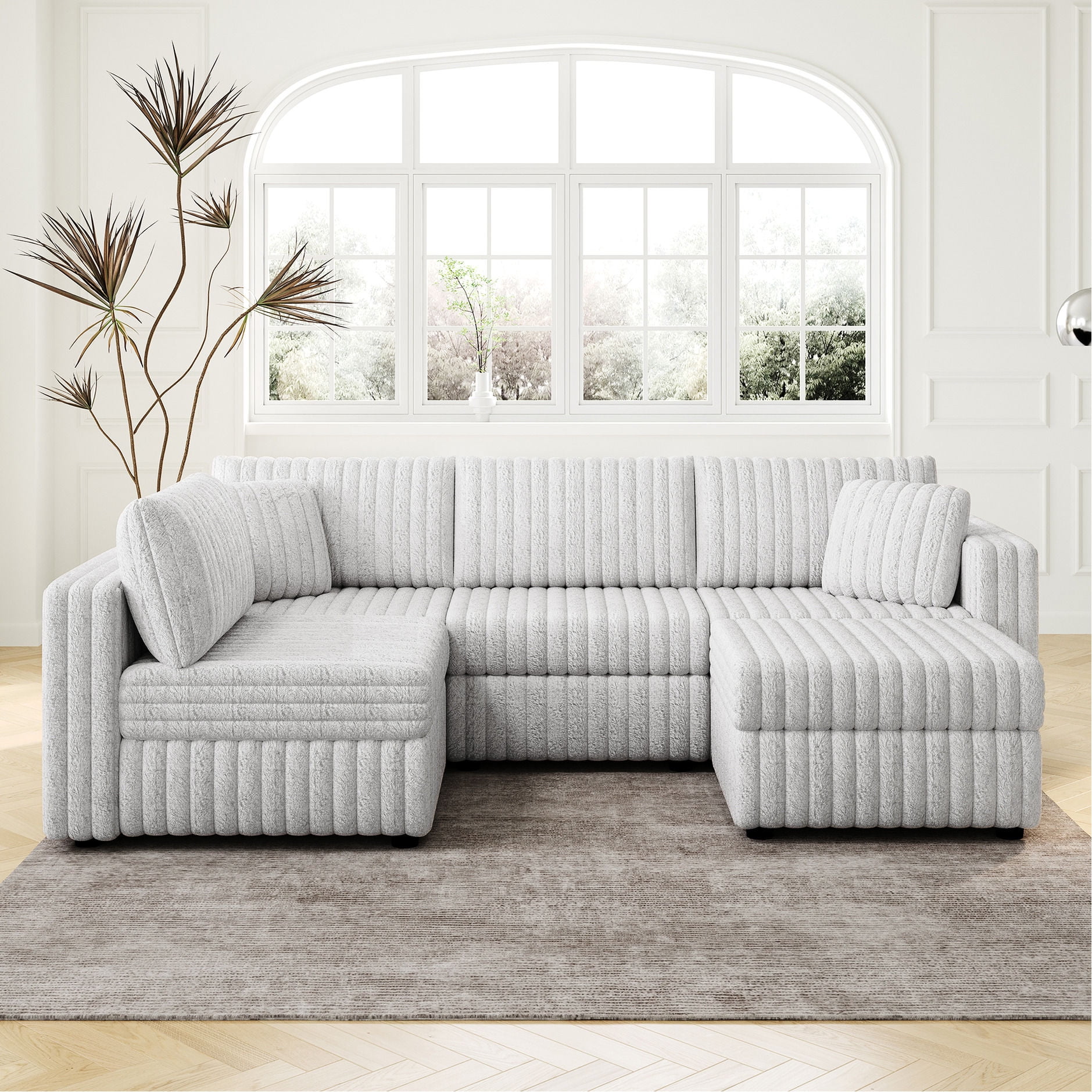 Soft Modular Sofa in Light Gray with Metal Frame | In Bedroom or Living ...