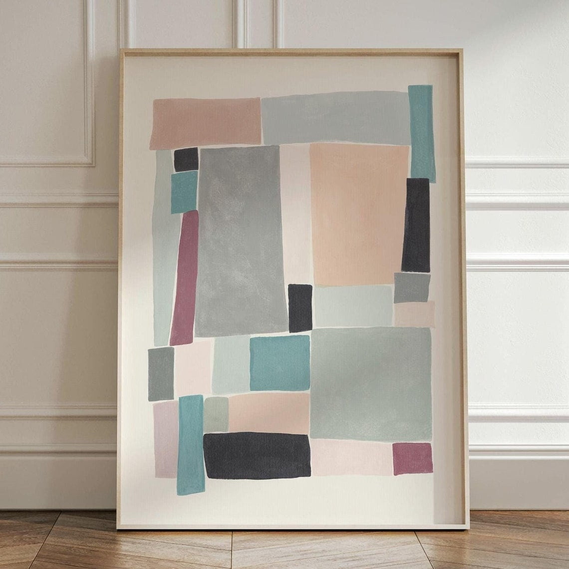 Soft Multicolor Abstract Art Print - Modern Patchwork Painting - Large ...