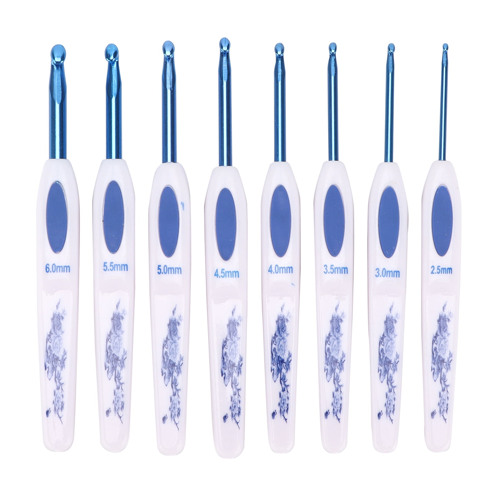 Soft Non-Slip Crochet Hooks Set, 8-Piece Marked Knitting Needles with ...
