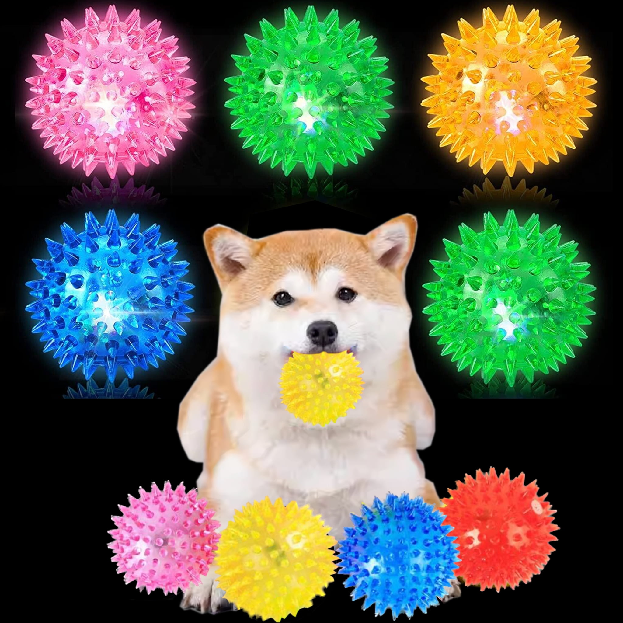 Soft Oral Friendly Spike Flashing Light Up Squeaky Bounce Balls for ...
