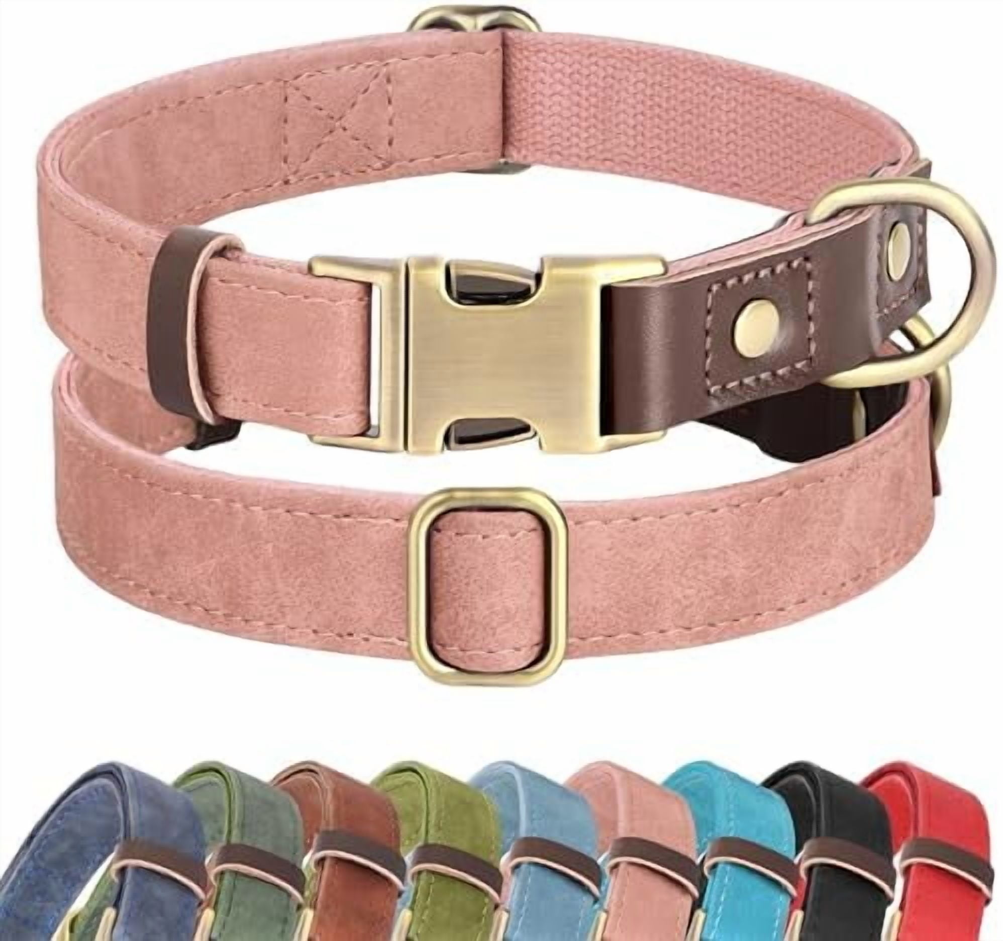 Soft PU Leather Dog Collar for Large Dogs,Classic Adjustable Dog ...