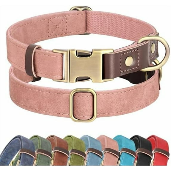 Soft PU Leather Dog Collar for Large Dogs,Classic Adjustable Dog ...