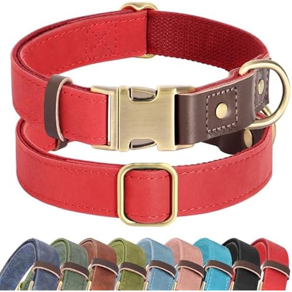 Soft PU Leather Dog Collar for Large Dogs,Classic Adjustable Wide Dog ...