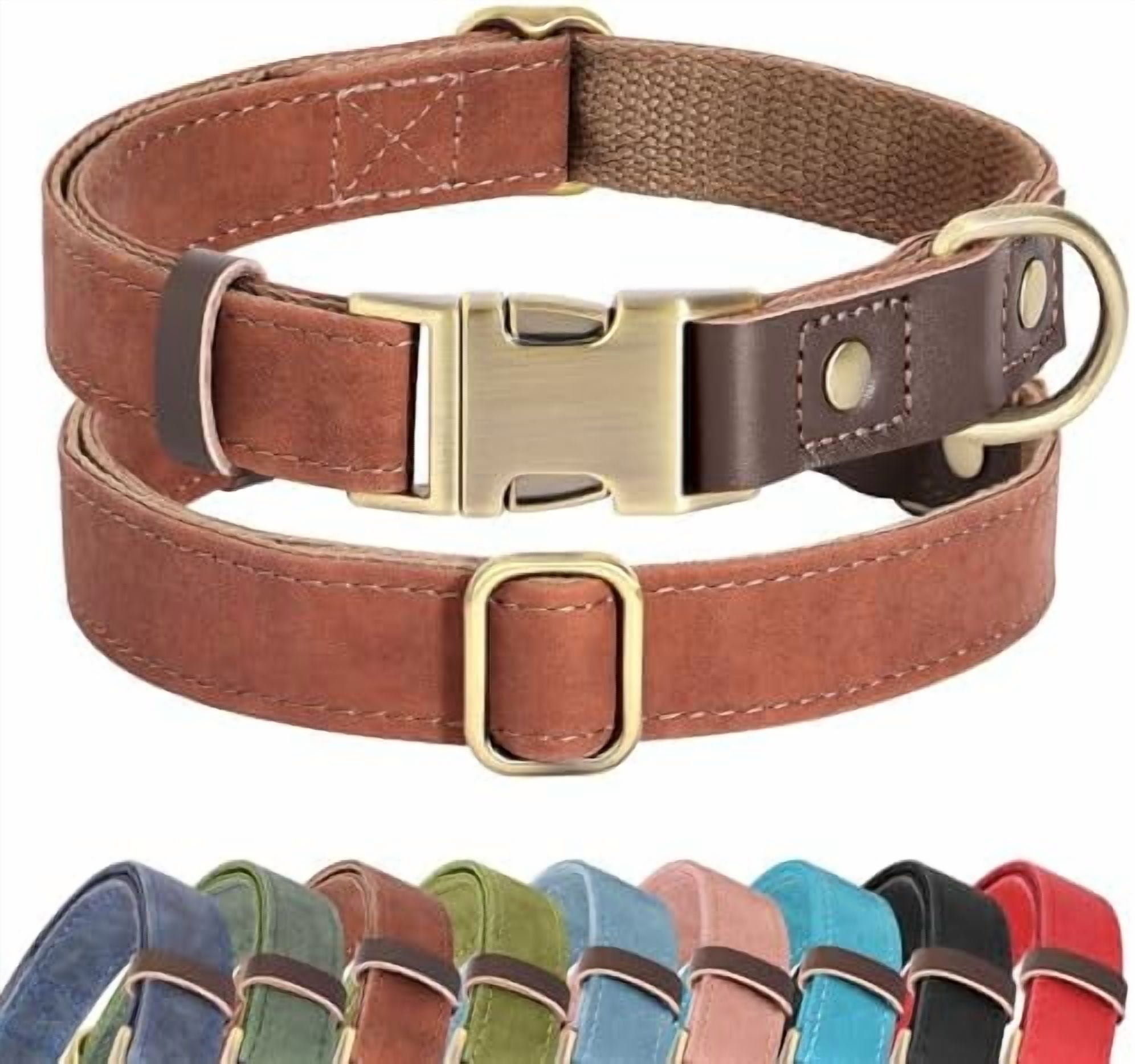 Soft PU Leather Dog Collars for Small Dogs,Classic Adjustable Dog ...