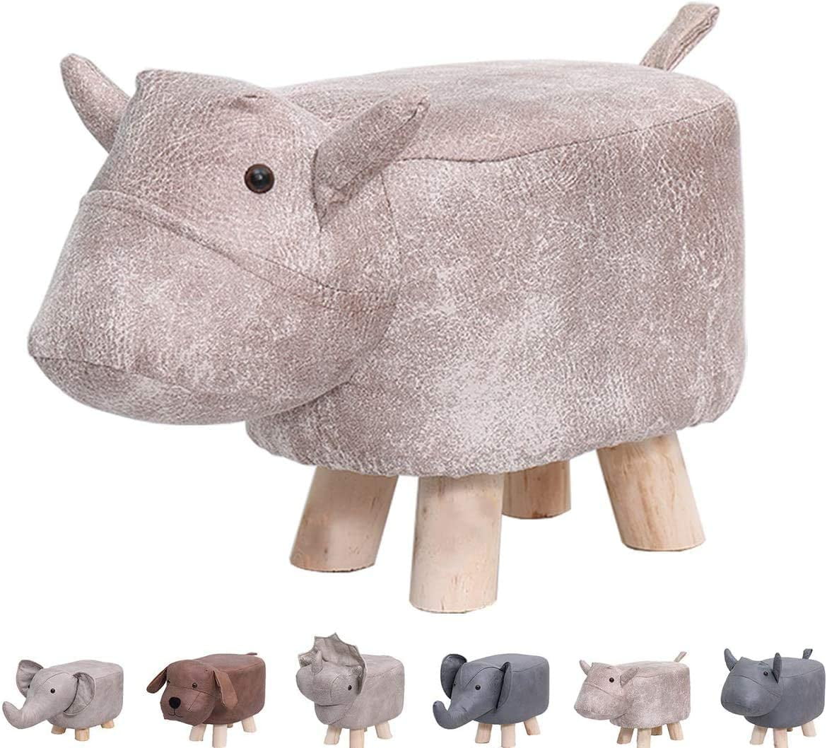 Soft Padded Animal Footstool Ottoman with Non-Slip Base, Plush Pouffe ...