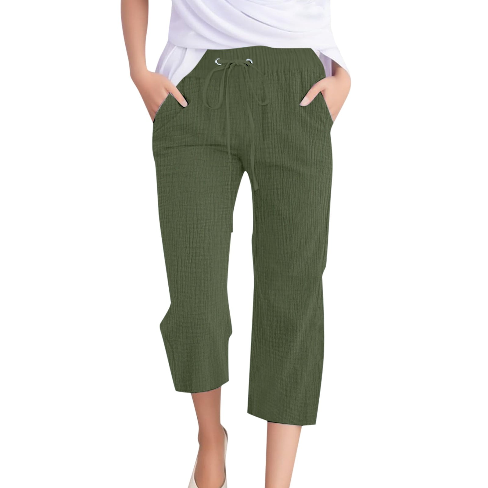 Soft Pants for Women Womens Capris Women's Casual Solid Color Plain ...