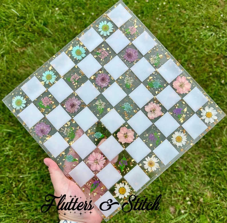 Soft Pastel Floral Chess Board ~ Pink Purple Blue Flower Chess Board ...