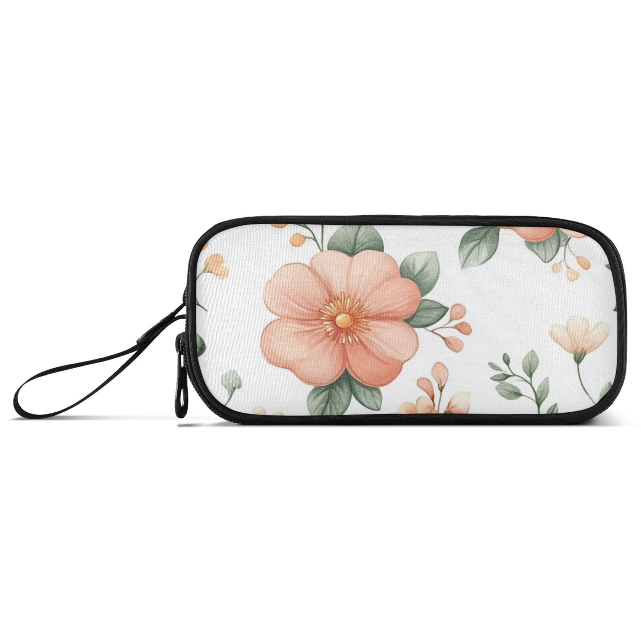 Soft Pastel Leaves Sweet Roses Pencil Case Stationary Holder Pen Bag ...