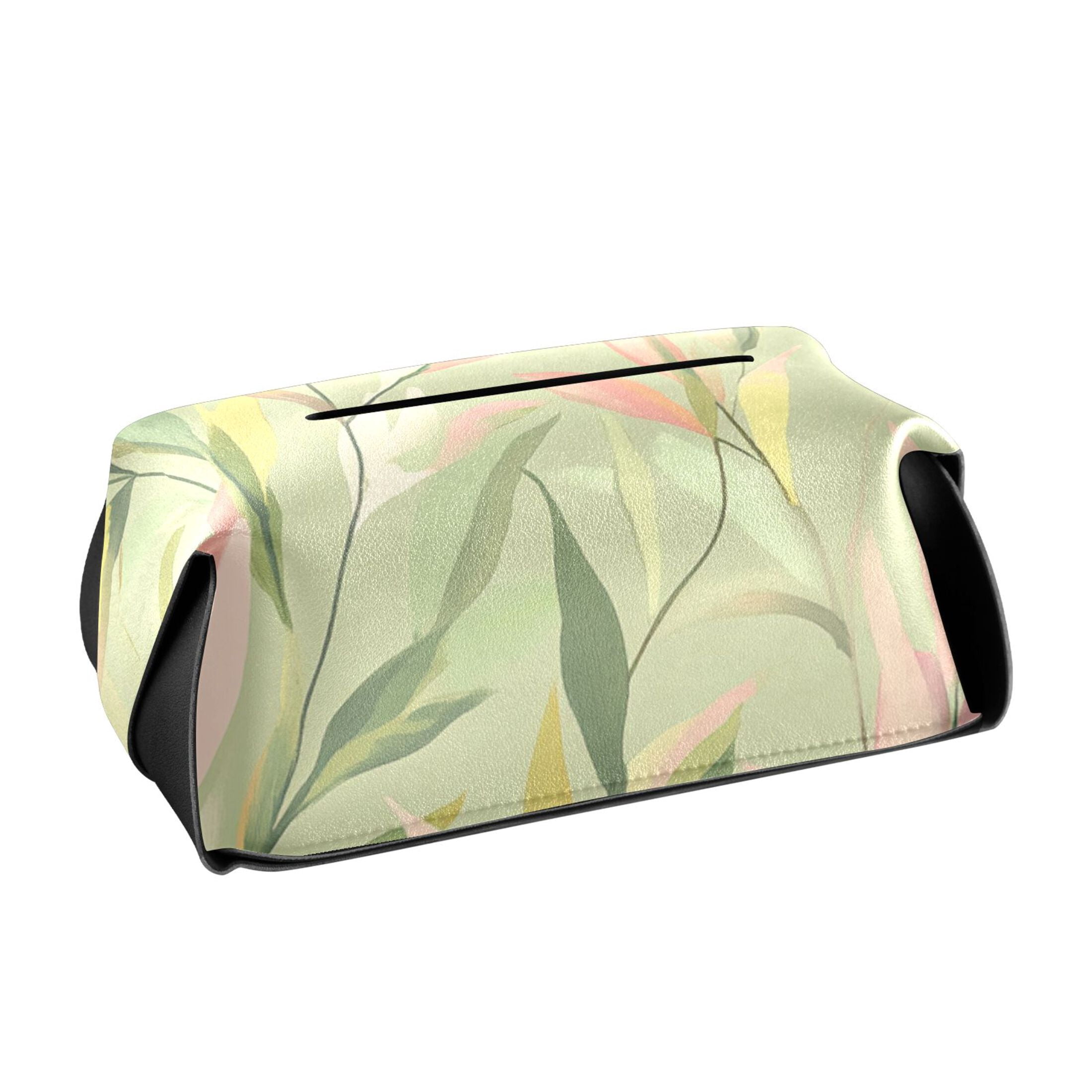 Soft Pastel Leaves Tissue Box Cover Leather Square Rectangle Tissue Box ...