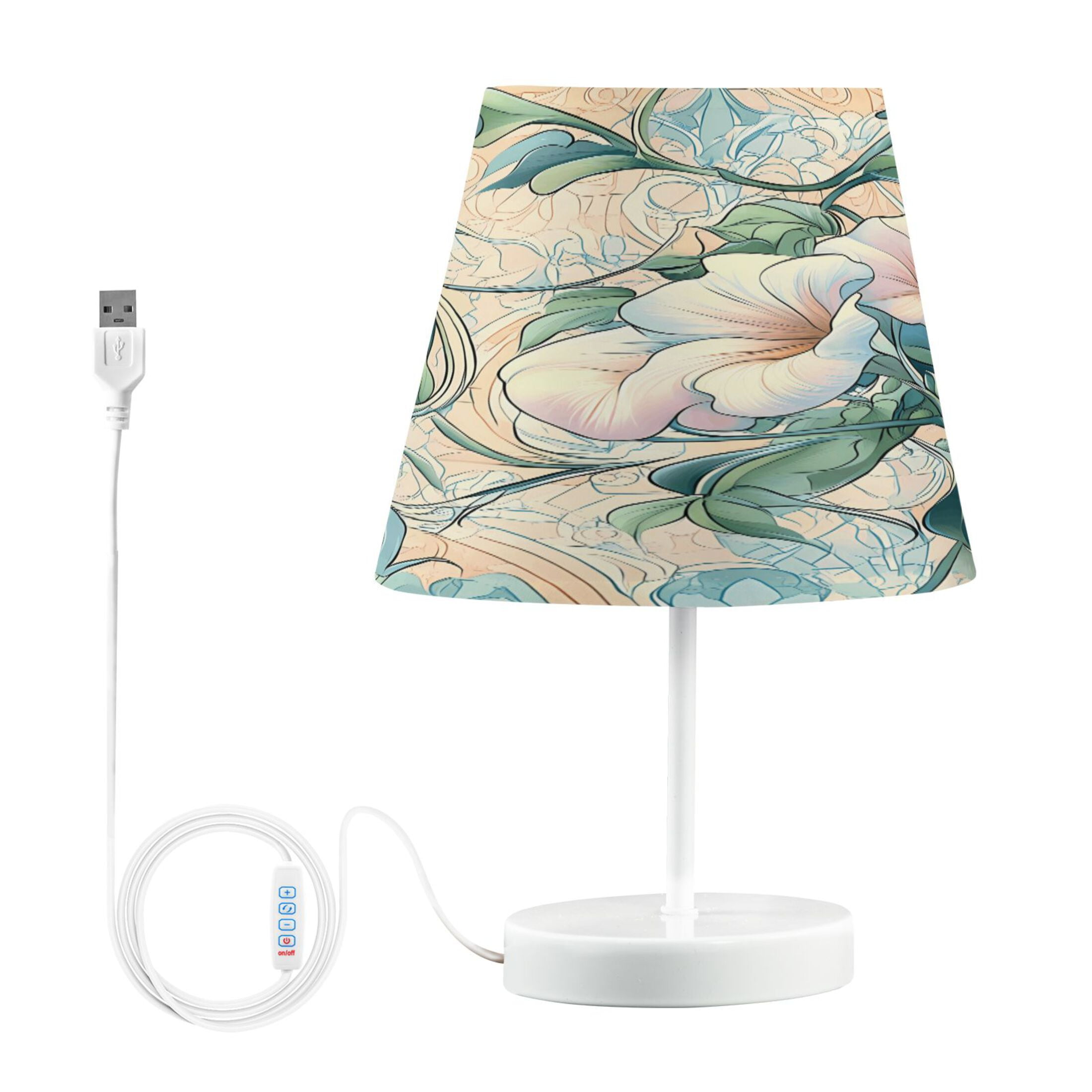 Soft Pastel Morning Glory Flowers Desk Lamp LED Table Nightstand Lamps ...