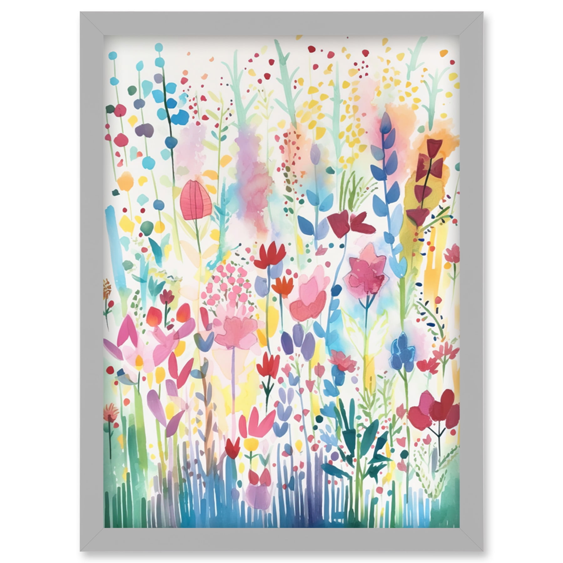 Soft Pastel Wildflower Floral Folk Art Artwork Framed Wall Art Print A4 ...
