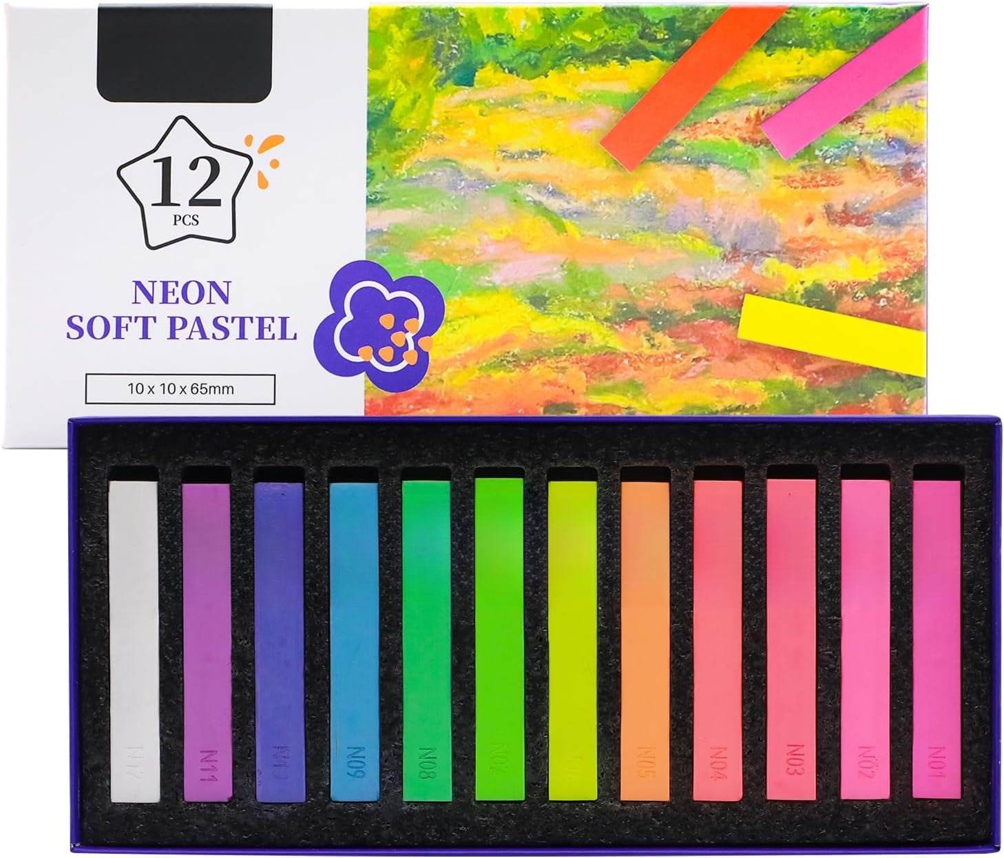 Soft Pastels, Including Fluorescent Colors, Extra Free, Square Chalk ...
