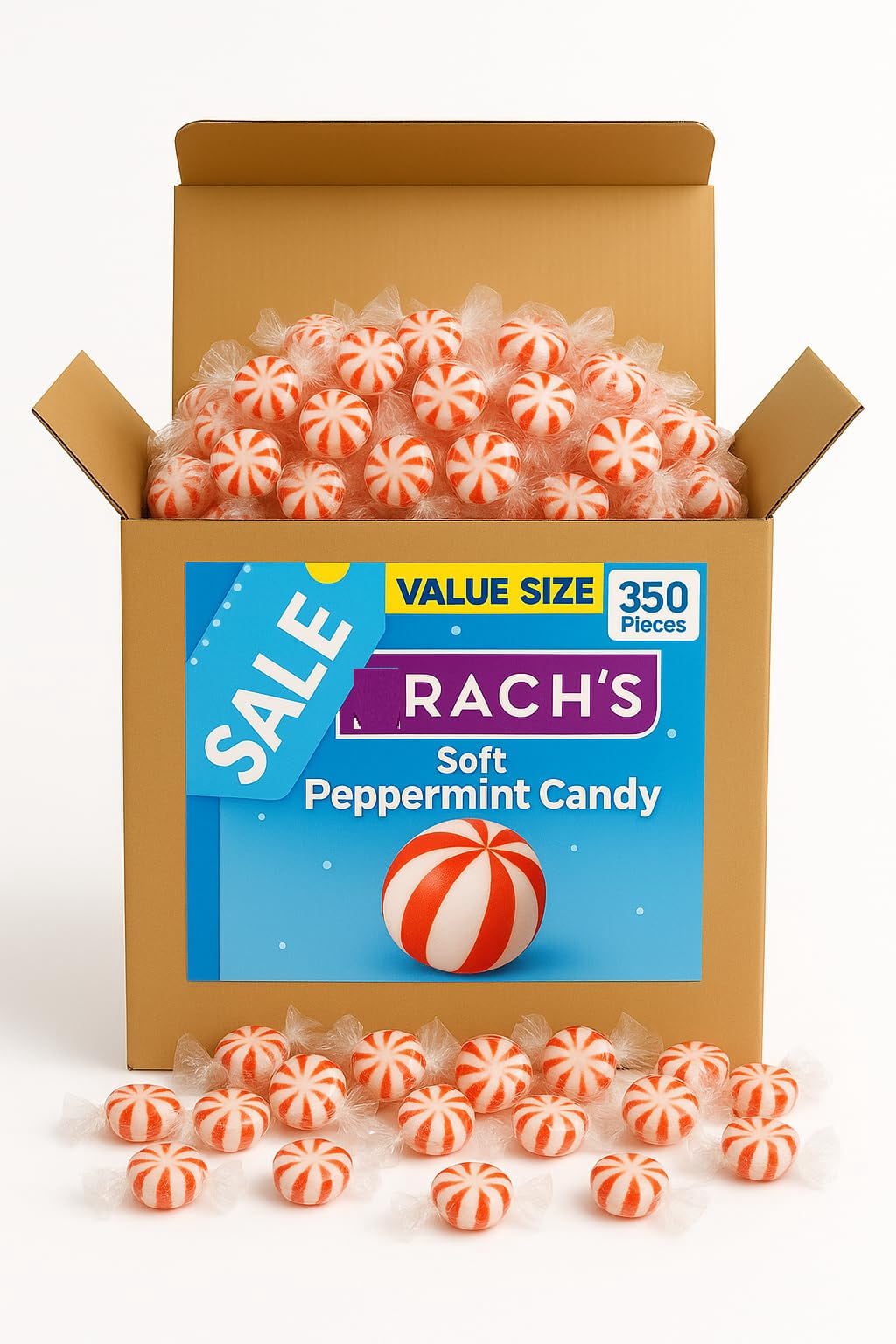 Soft Peppermint Candy – 355 ct Bulk Bag, Individually Wrapped Soft Mint ...
