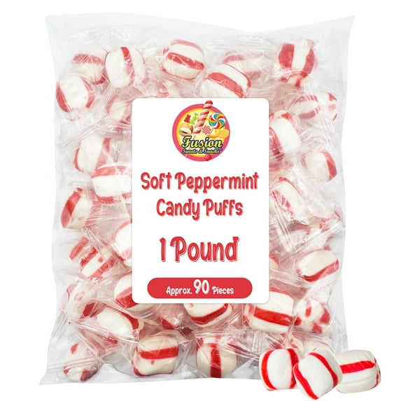 Soft Peppermint Puff Candy BCF26 - 1 Pound Bag - Individually Wrapped ...