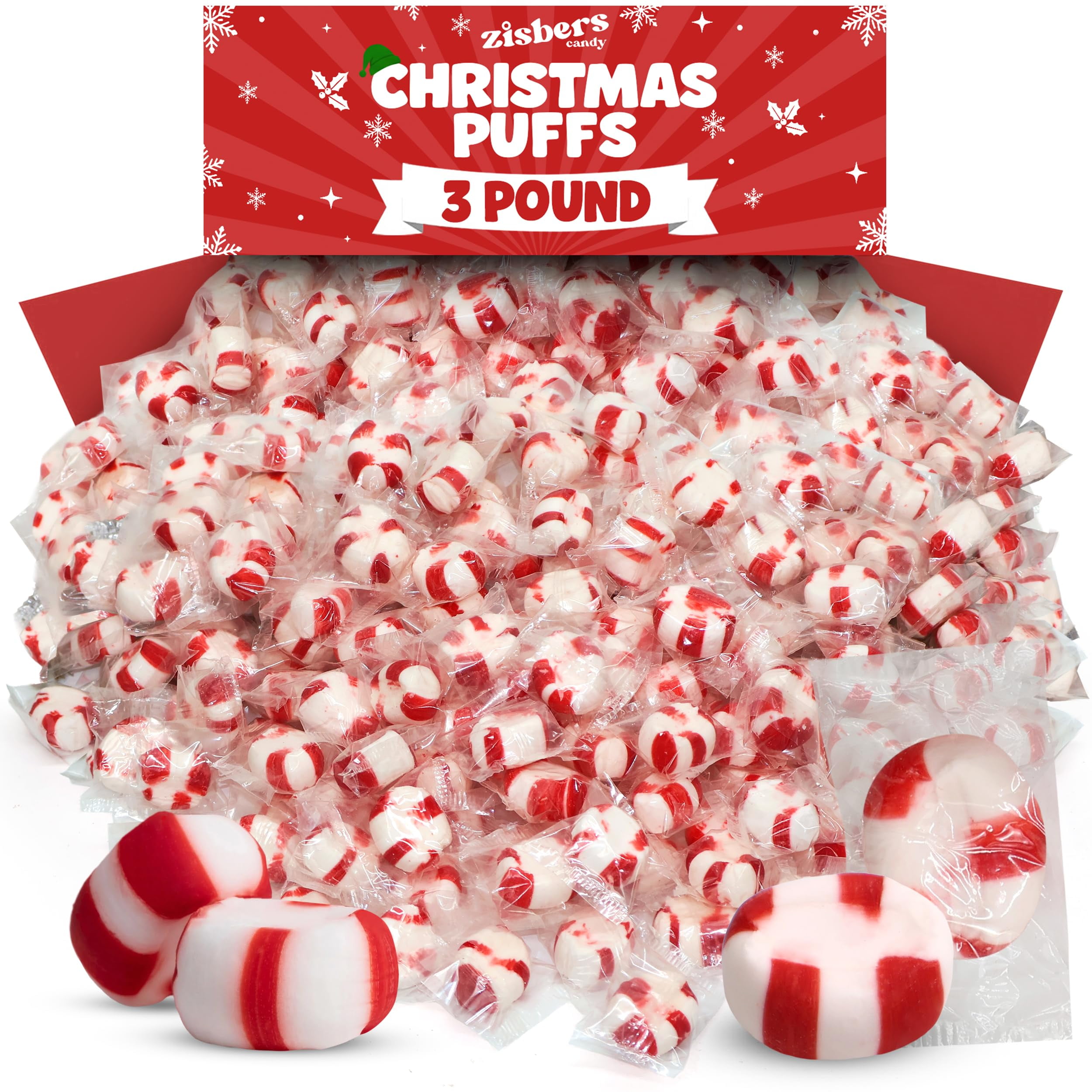 Soft Peppermint Puffs Candy Mints MDA05 - 3 Pound Bag, Approx. 255 ...