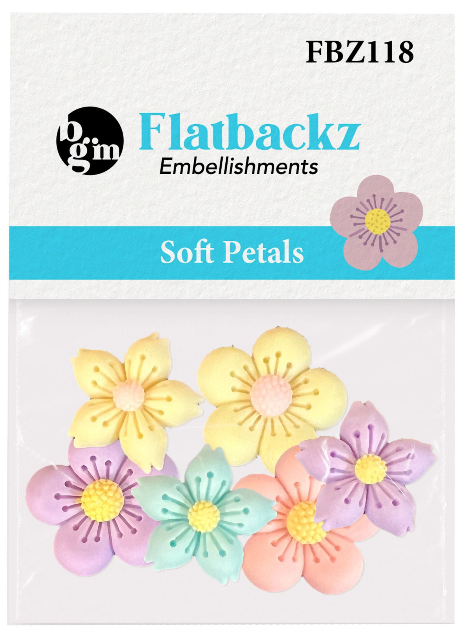 Soft Petals Flat Backz Buttons Galore Sewing & Craft Buttons - Set of 3 ...