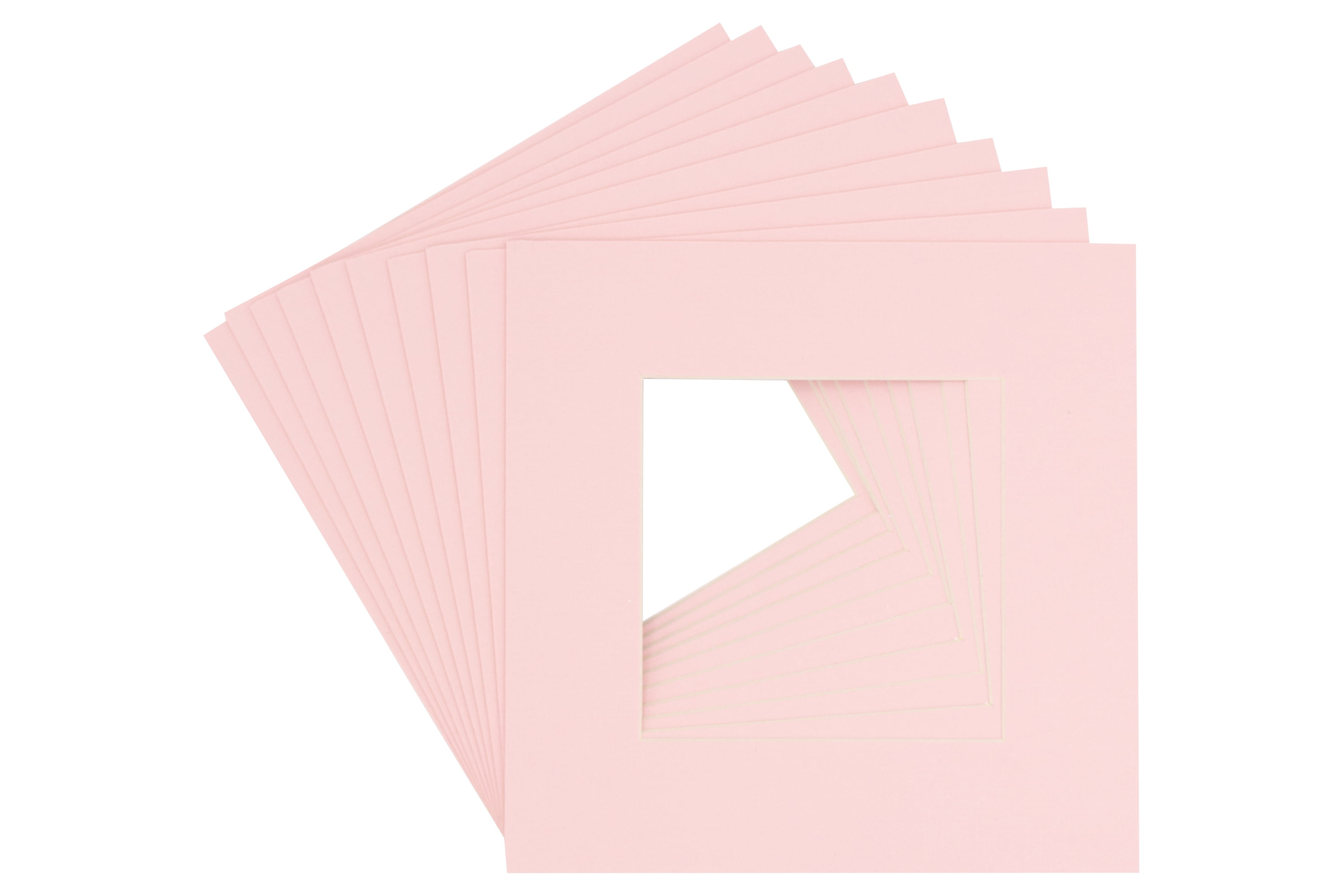 Soft Pink Acid Free 12x12 Picture Frame Mats with White Core Bevel Cut ...