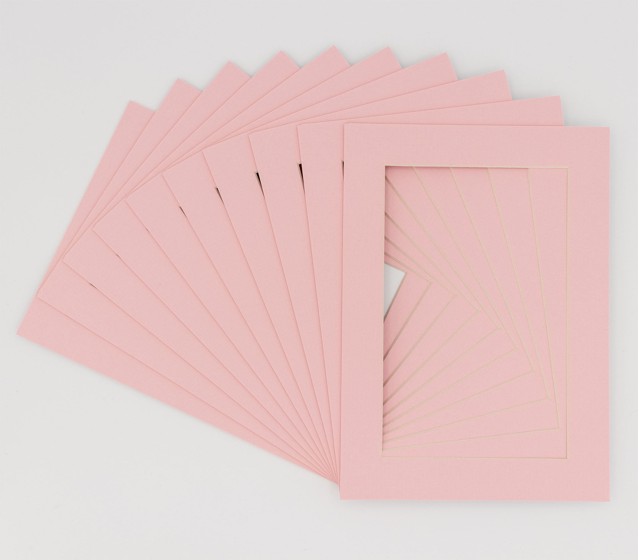 Soft Pink Acid Free 5x7 Picture Frame Mats with White Core Bevel Cut ...