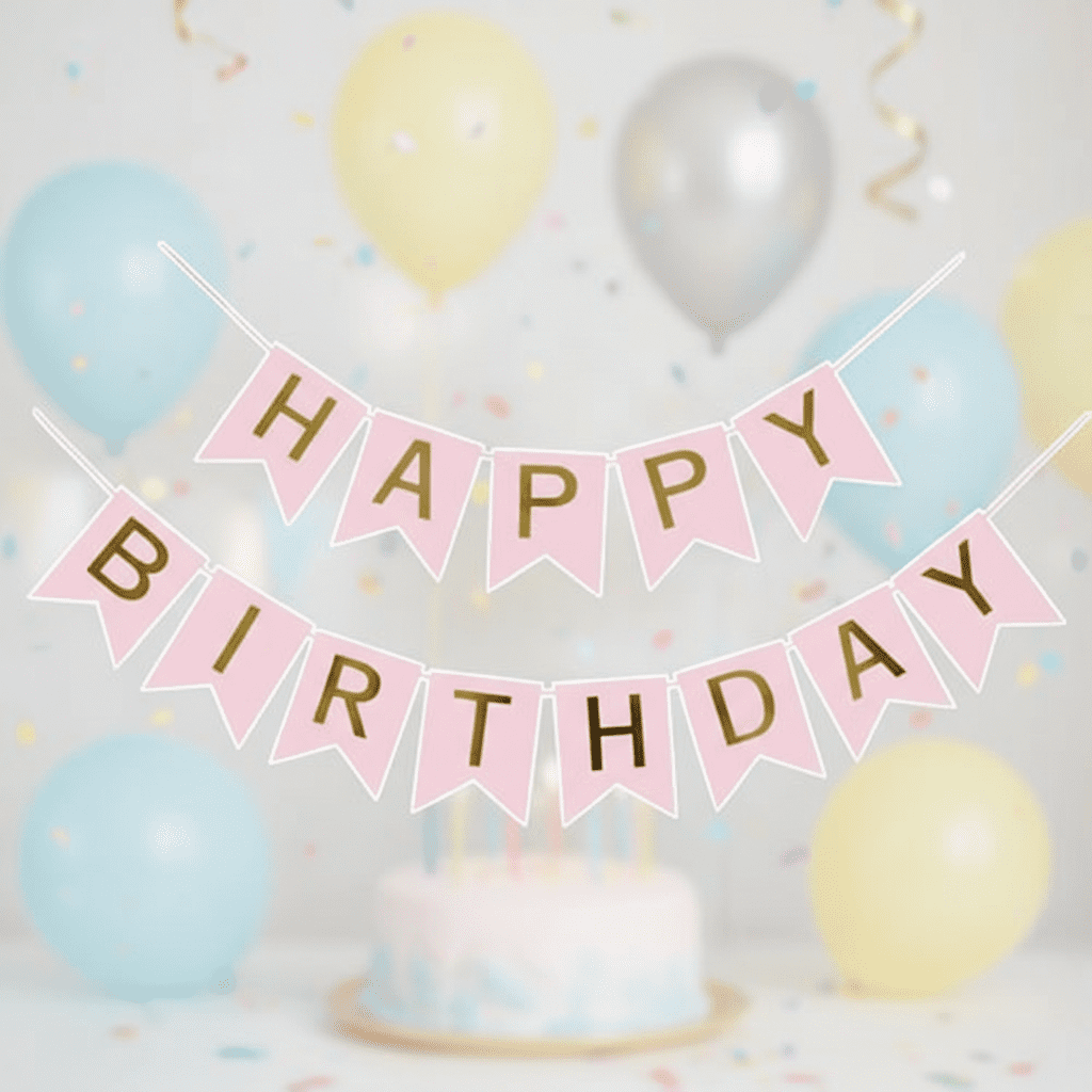 Soft Pink Birthday Banner Garland - Nursery Hanging Decorations for ...