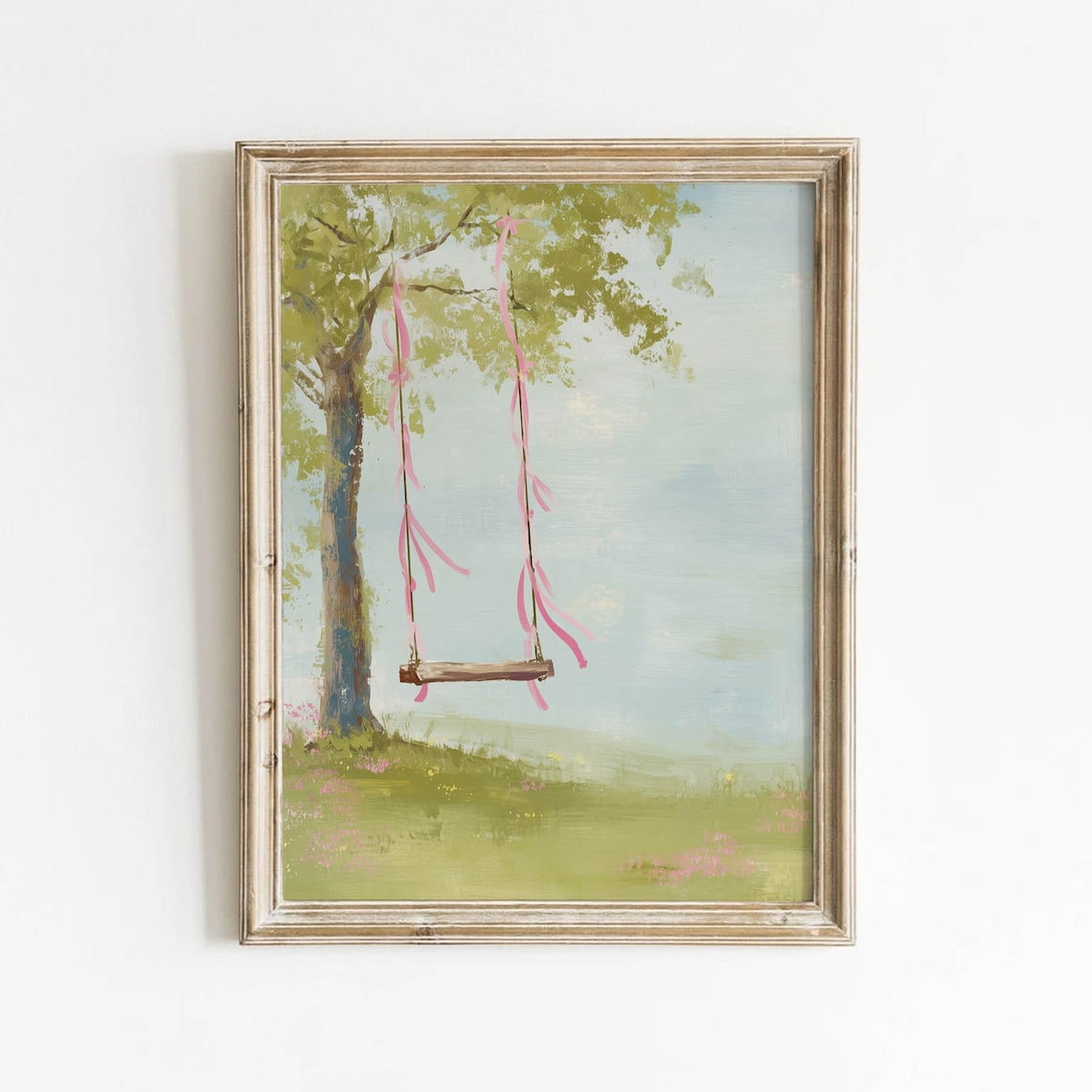 Soft Pink Ribbon Tree Swing Pastel Garden Cottagecore Decor Sweet ...