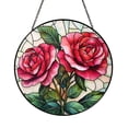 Soft Pink Rose Flower Stained Glass Style Suncatcher for Window Decor ...