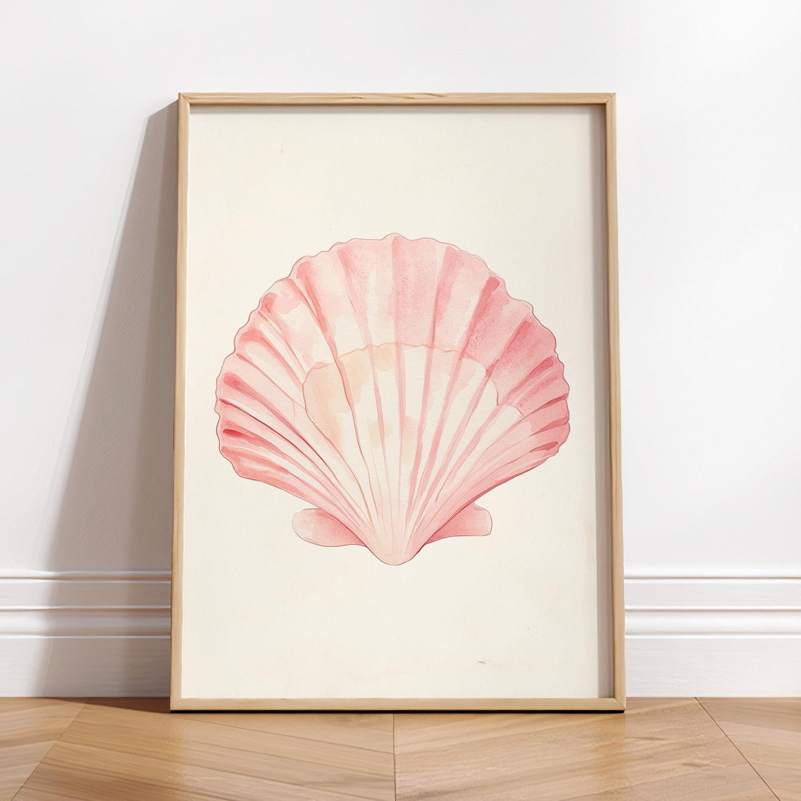 Soft Pink Seashell Print, Beachy Room Decor, Ocean Surf Poster, Coastal ...