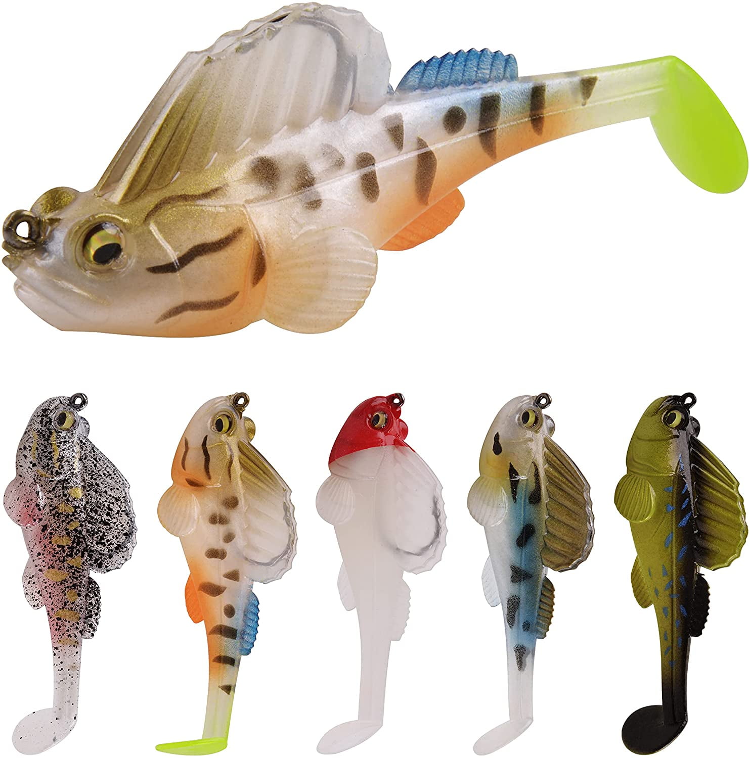Soft Plastic Fishing Lures Kit Bass Swimbaits Fishing Lures 1/2 OZ, Fin ...