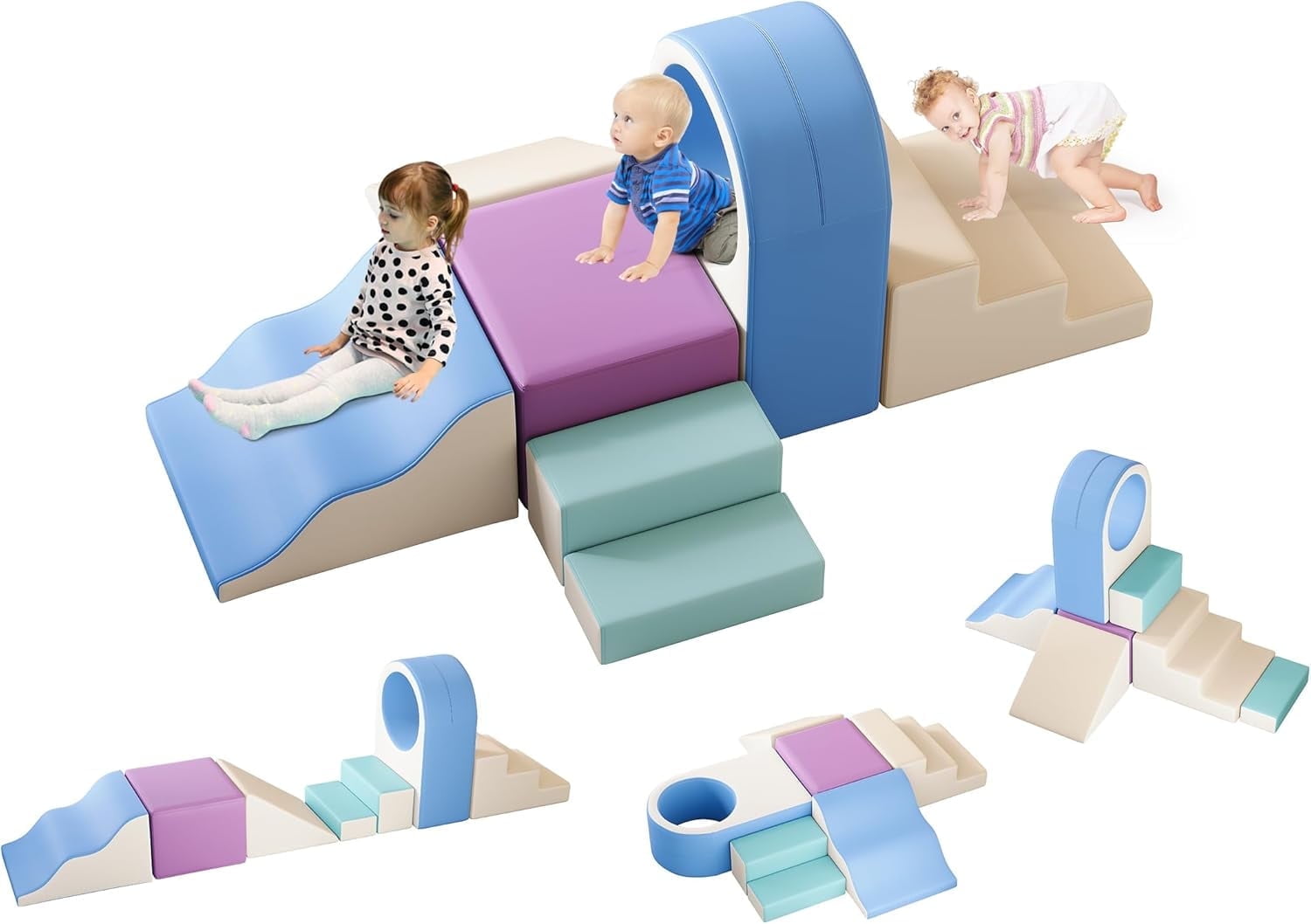 Soft Play Climbing for Toddlers, Wanan 7pcs Foam Climbing Blocks for ...