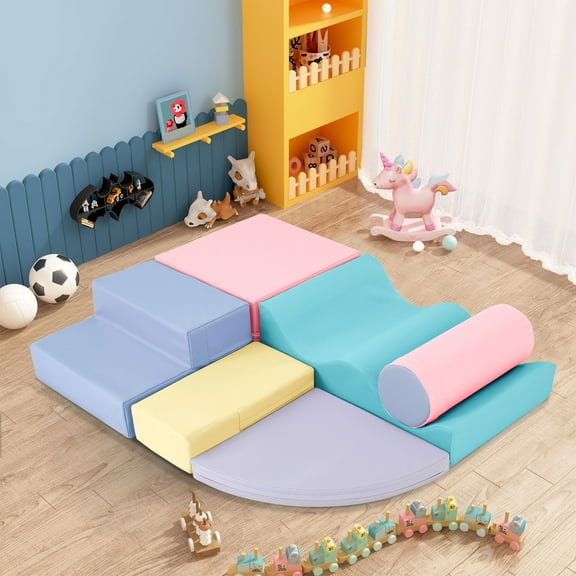 6 in 1 Climb and Crawl Foam Playset, Soft Play Equipment Toddler ...