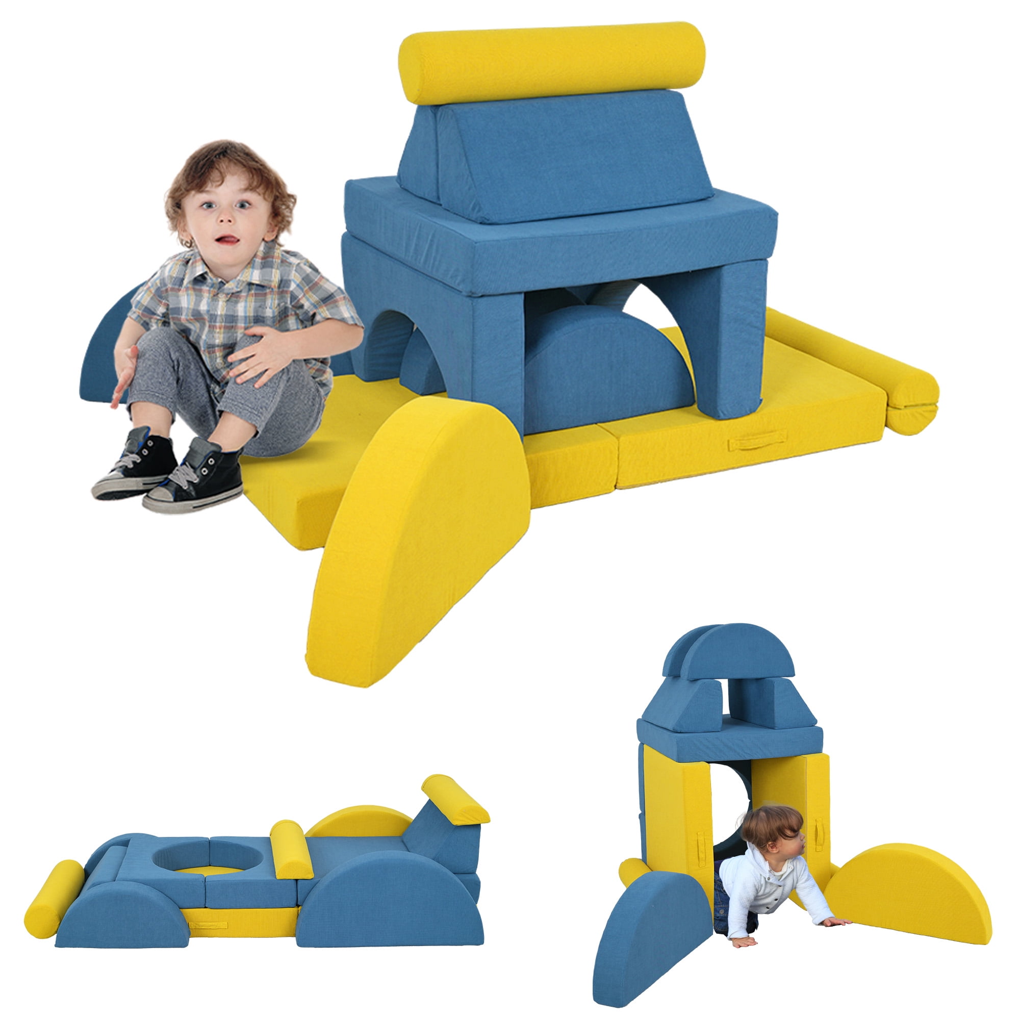Soft Play Sets Qaba Modular Kids Play Couch, 14 Piece Kids Couch, Child ...