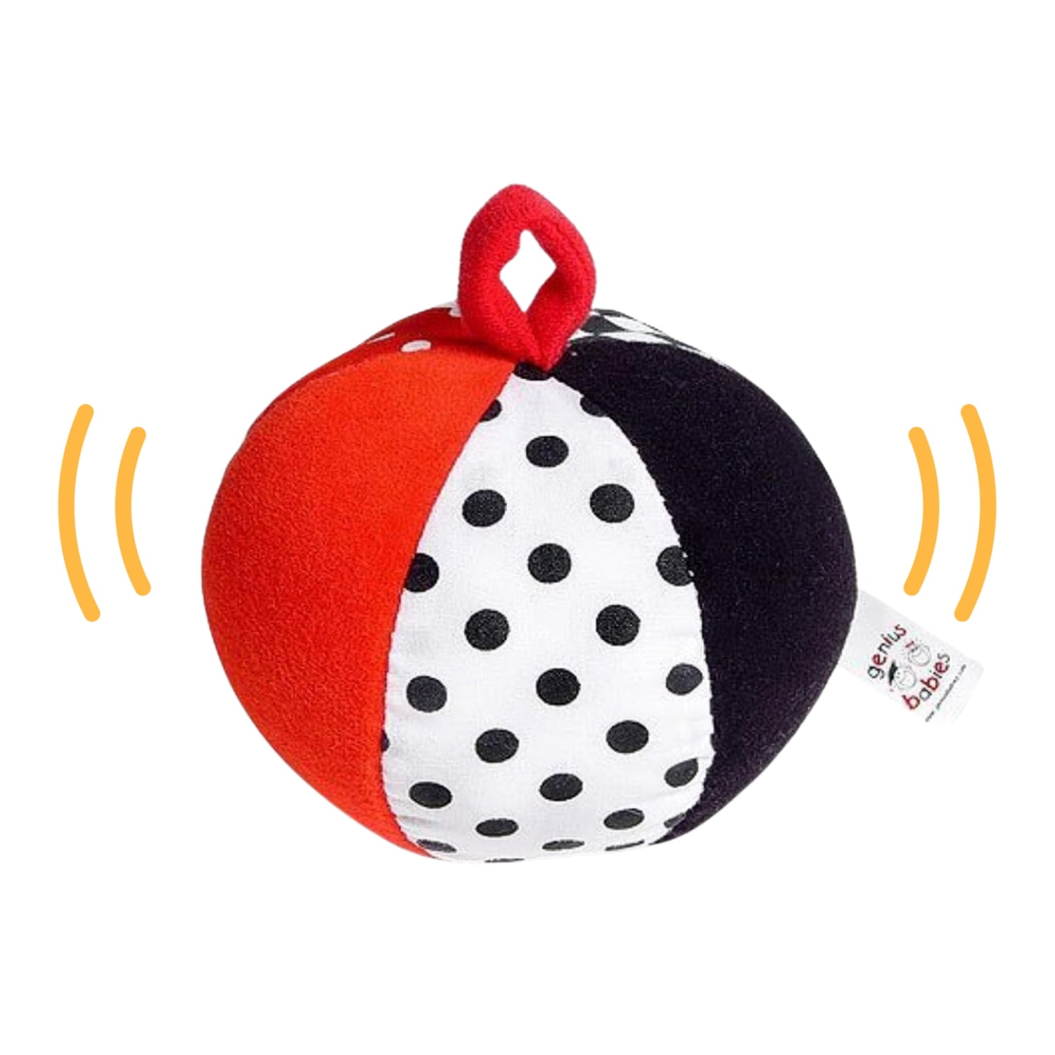 Soft Plush Ball in Black, White, Red with Jingle Chime (4" Diameter ...