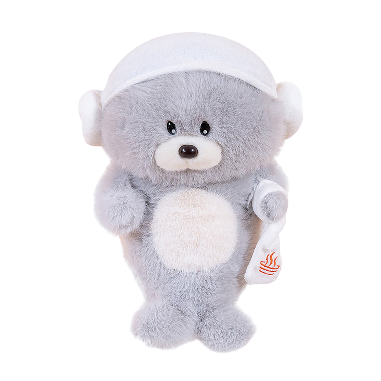 Soft Plush Bear Stuffed Animal Toy, Cuddly Gray Teddy Bear with Hat ...