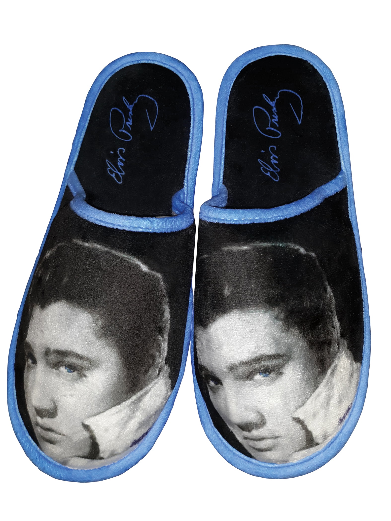 Soft & Plush Blue Trimmed Elvis Presley Slippers - Walmart.com