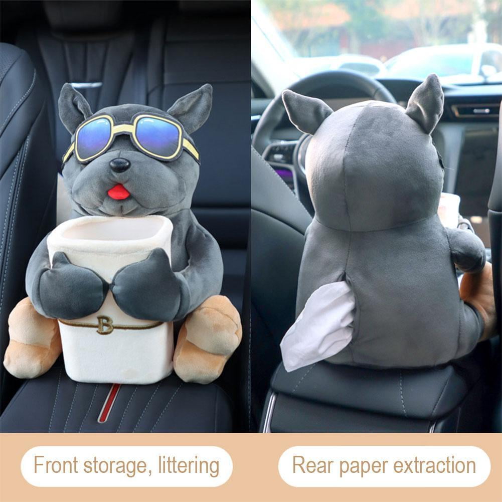 Soft Plush Car Tissue Box Trash Bins Garbage Can Car Box Storage ...