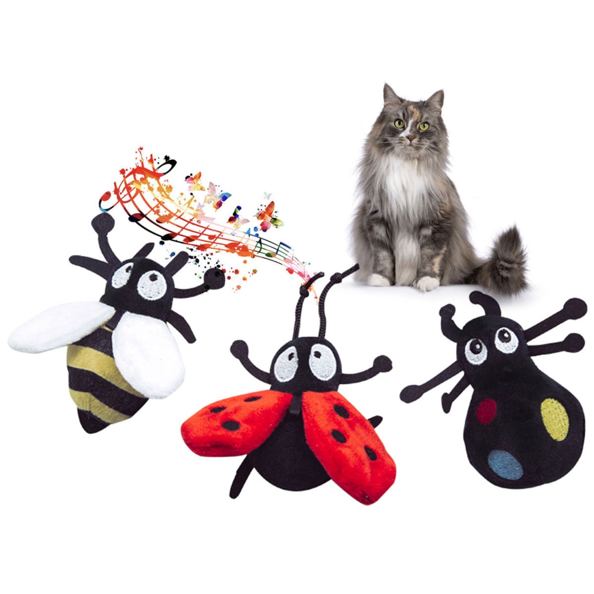 Soft Plush Cat Toys for Indoor Cats Kitten Sound Box Inside Touch ...