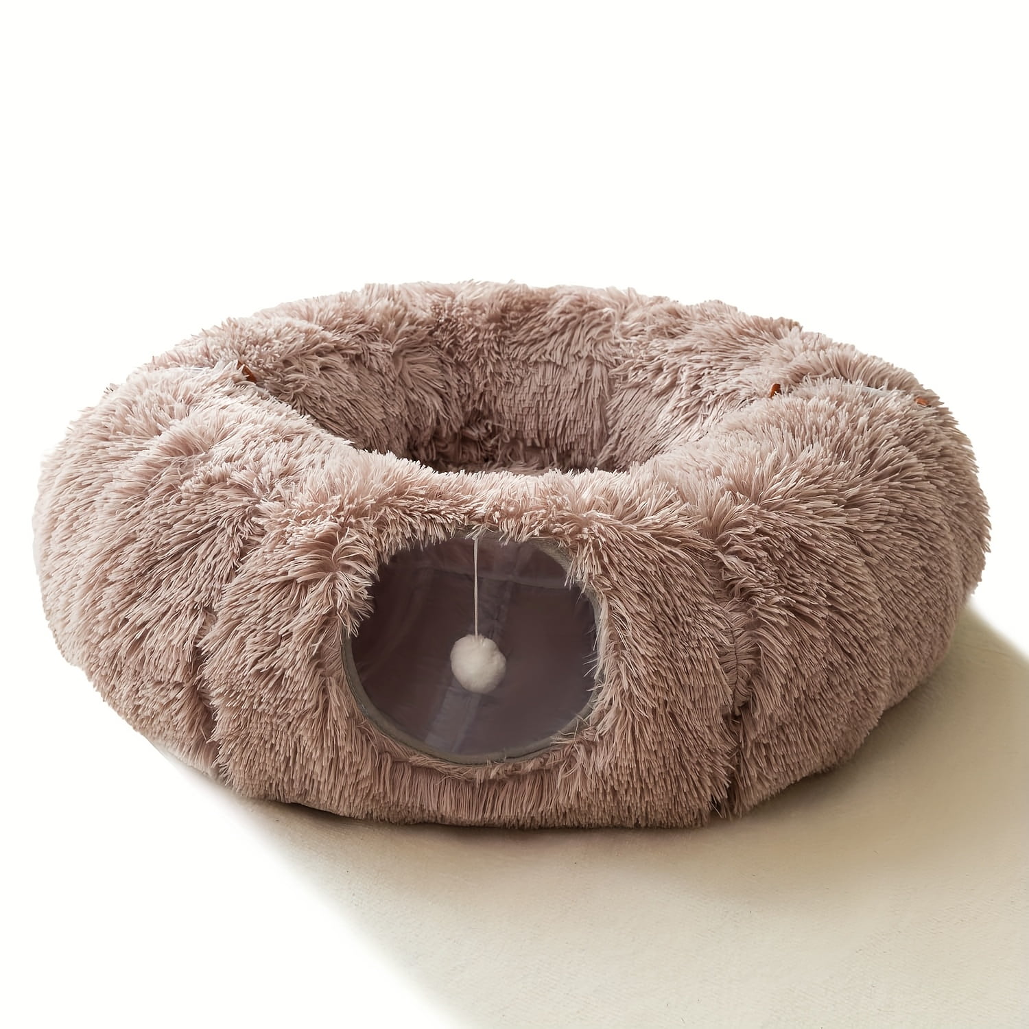 Soft Plush Cat Tunnel with Cozy Donut Bed, Multi-Functional Hideout ...