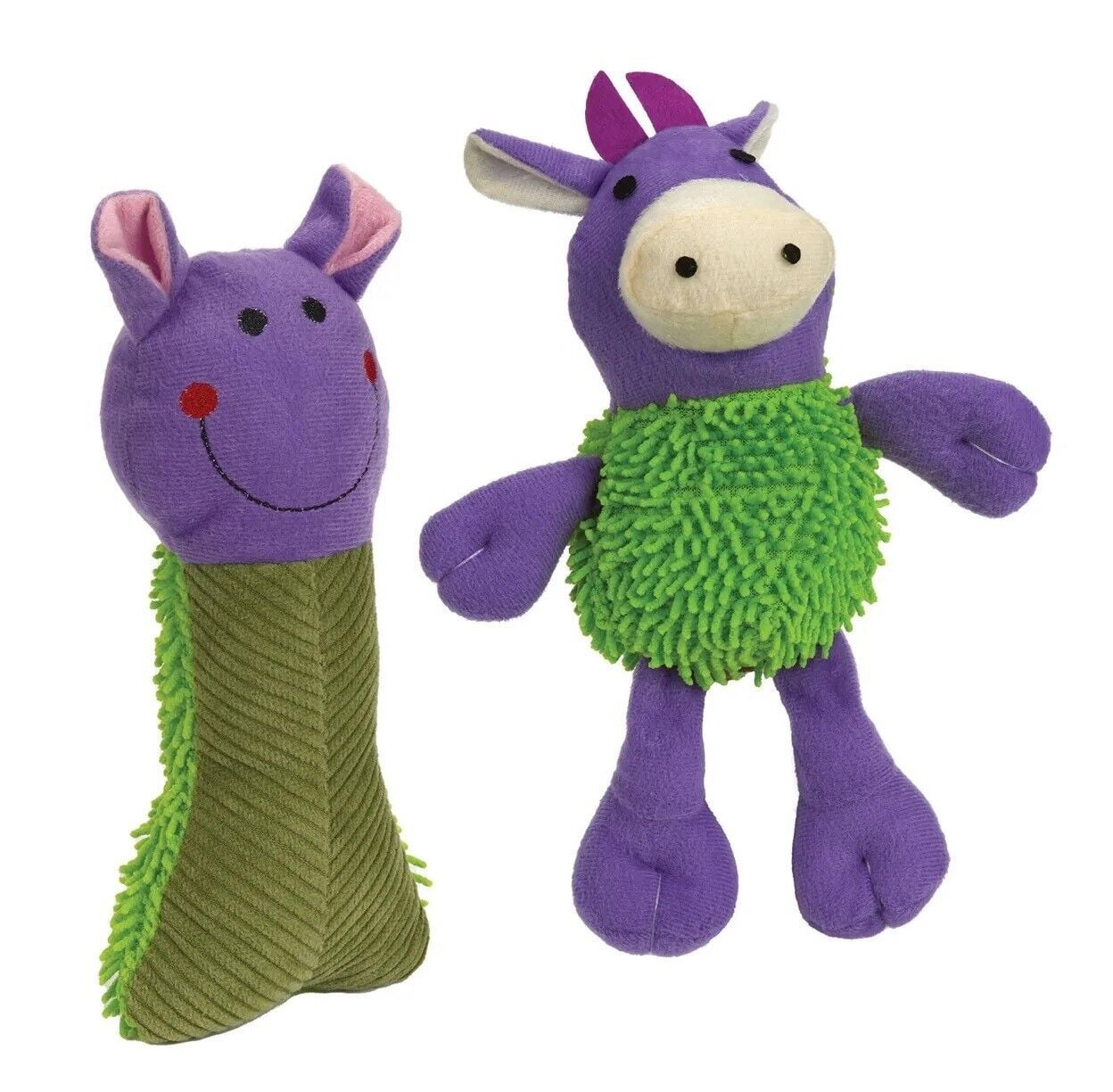 Soft Plush Dog Toy with Squeaker Funny Green and Purple Shaggy Choose ...