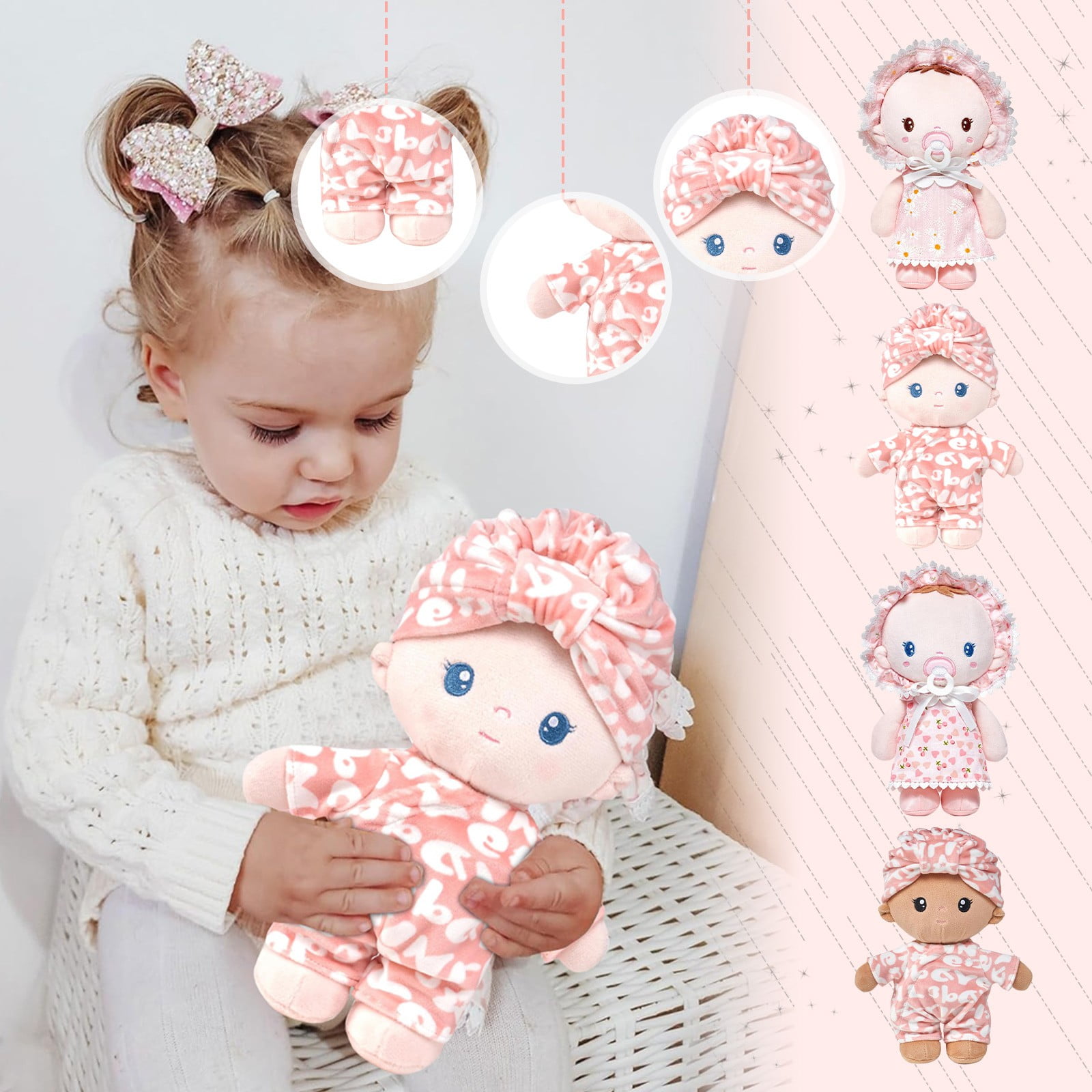 Soft Plush Doll with Pink Outfit and Matching Headwrap, Huggable ...