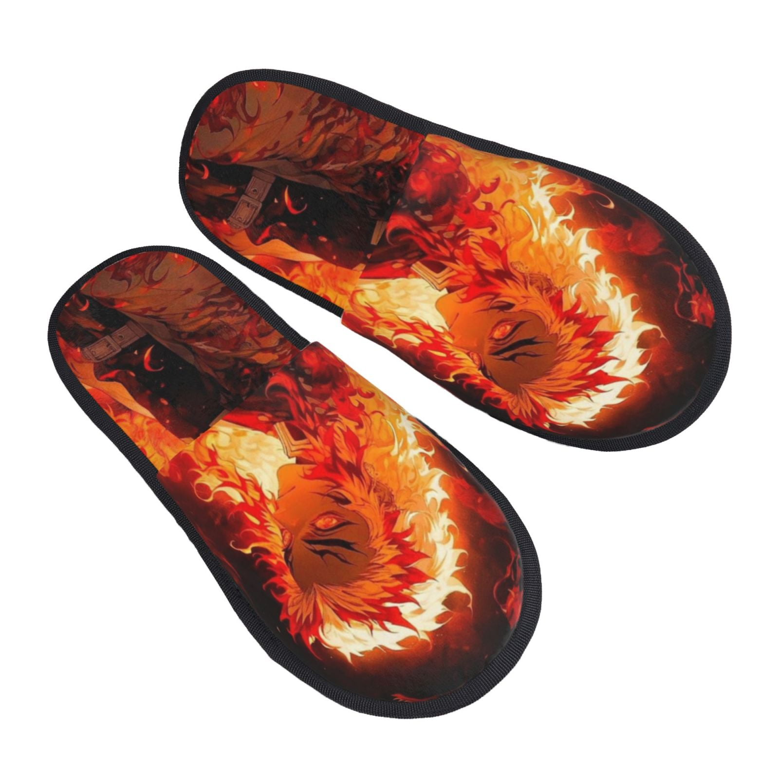 Soft Plush Furry Slippers, Demon Slayer Rengoku Kyojuro House Slippers ...